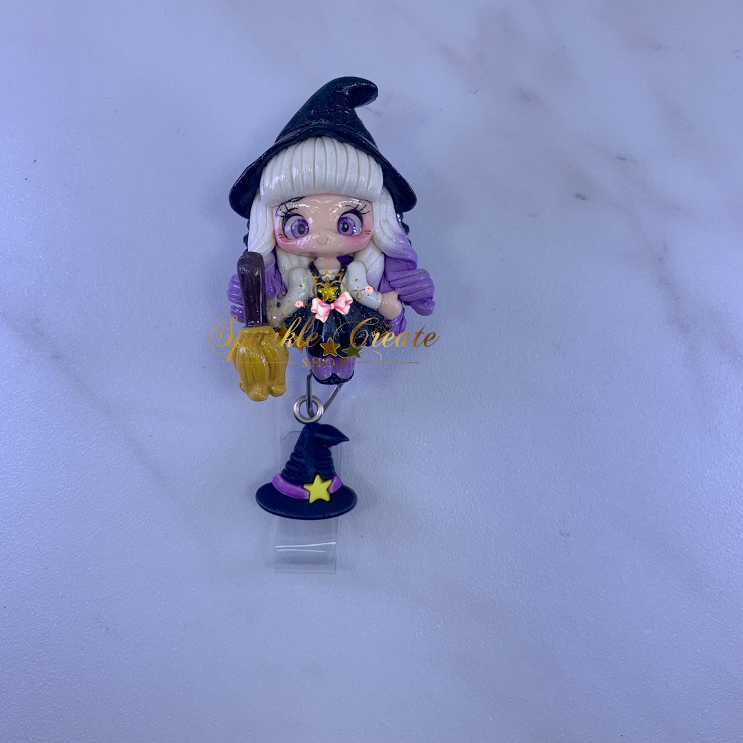 Witch Girl Retractable Badge Reel, Halloween Nurse Gift, Medical Staff ...