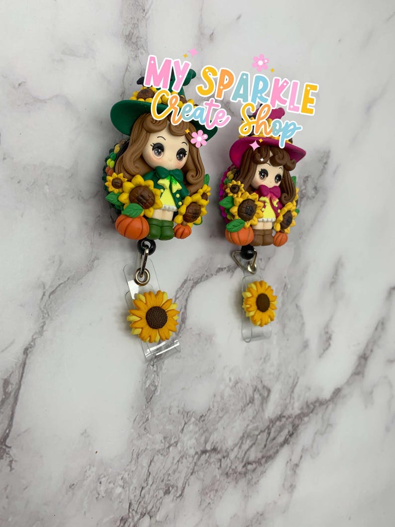 Sunflower Witch Girl Badge Reel, Nurse Doctor Gift, Halloween ...