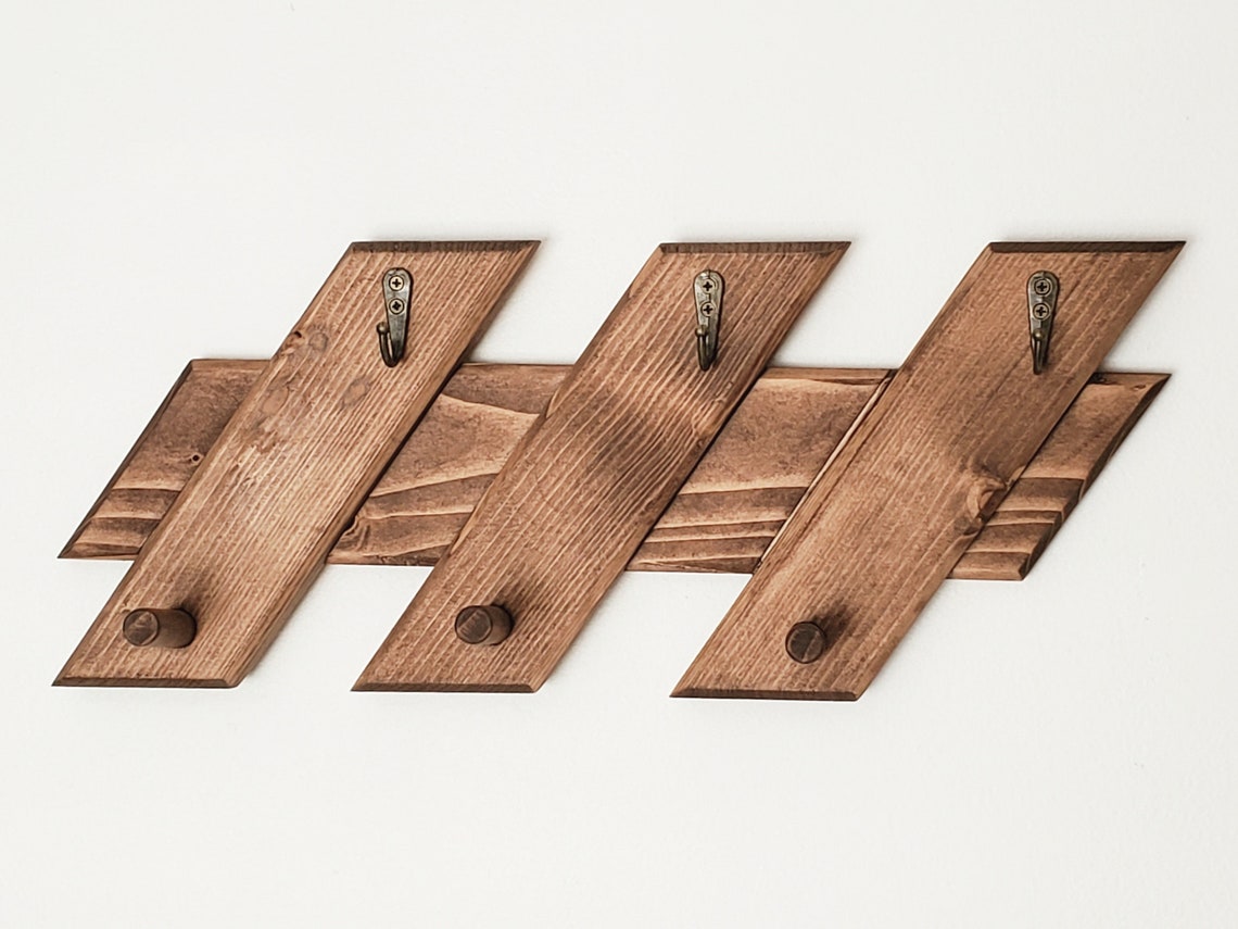 Coat Rack and Key Holder Modern Rustic Hanger Entryway Key - Etsy