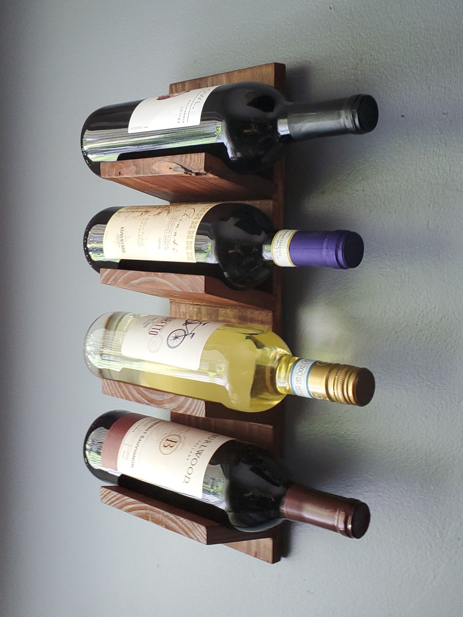 Wall Mounted Wine Rack (old Country Style- Straight Edges) No Nails ...