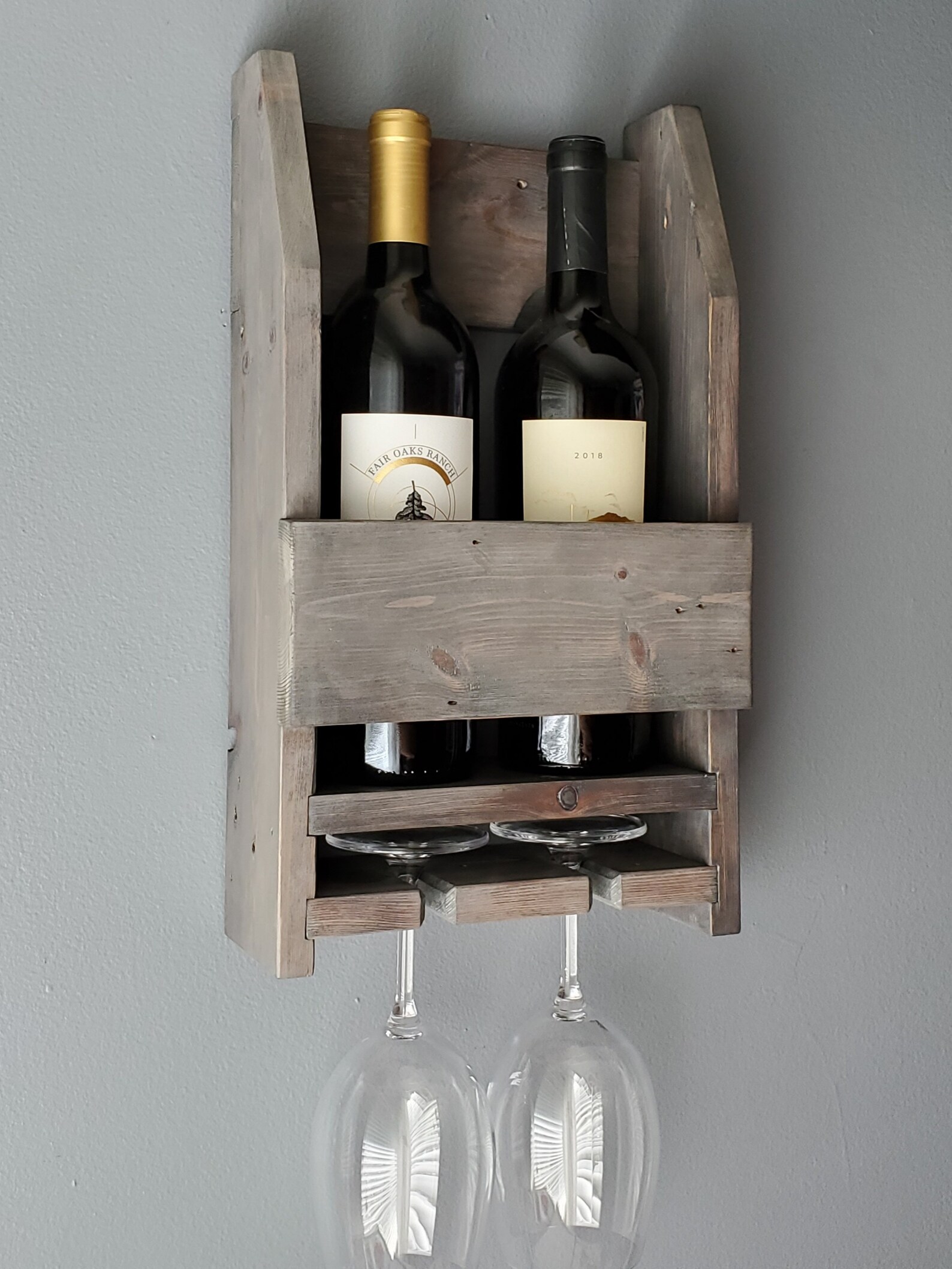 Wall Mounted Wine Rack (old Country Style- Straight Edges) Glass Holder ...