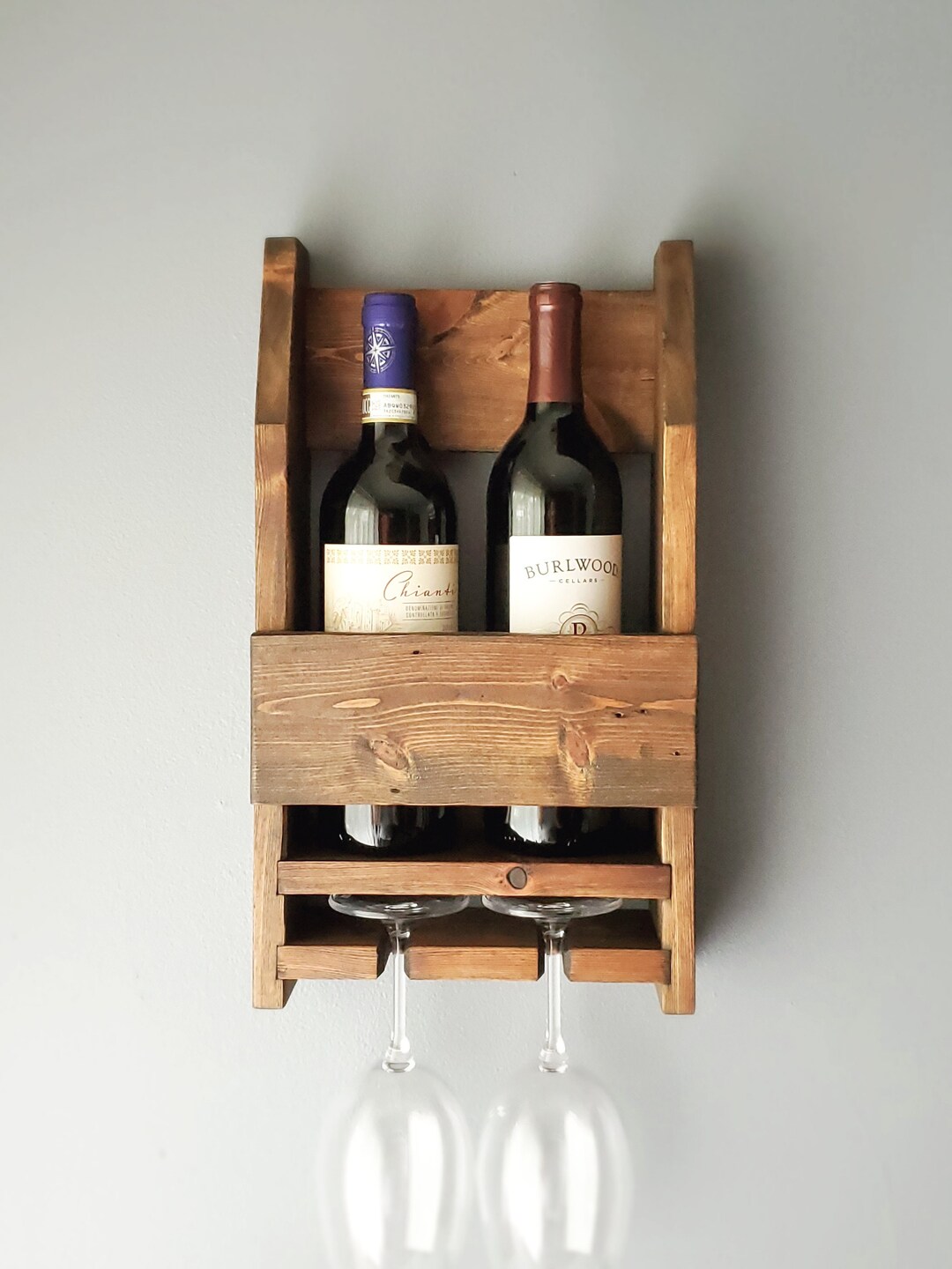 Wall Mounted Wine Rack (old Country Style- Straight Edges) Glass Holder ...
