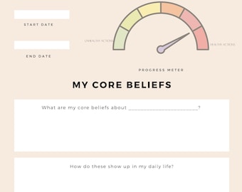 CBT: Core Beliefs Worksheet Editable / Fillable PDF for Counselors ...