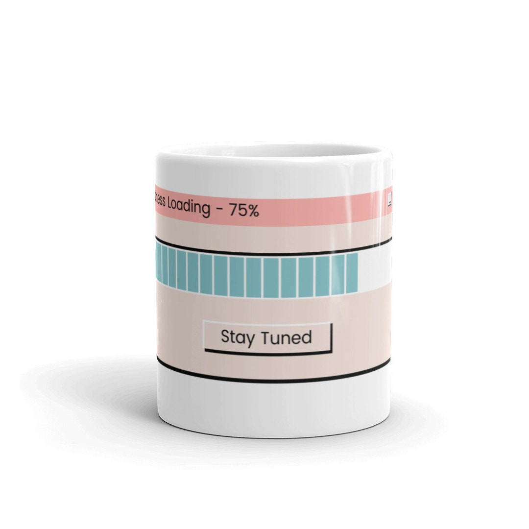 White Glossy Mug- Happiness Loading Bar - Etsy