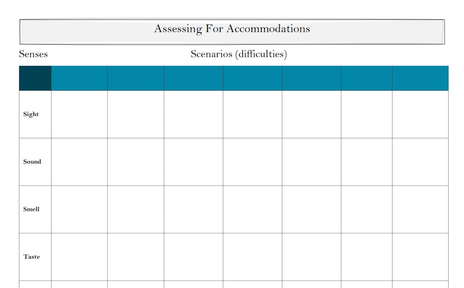 Assessing for Acommodations Sheet - Etsy
