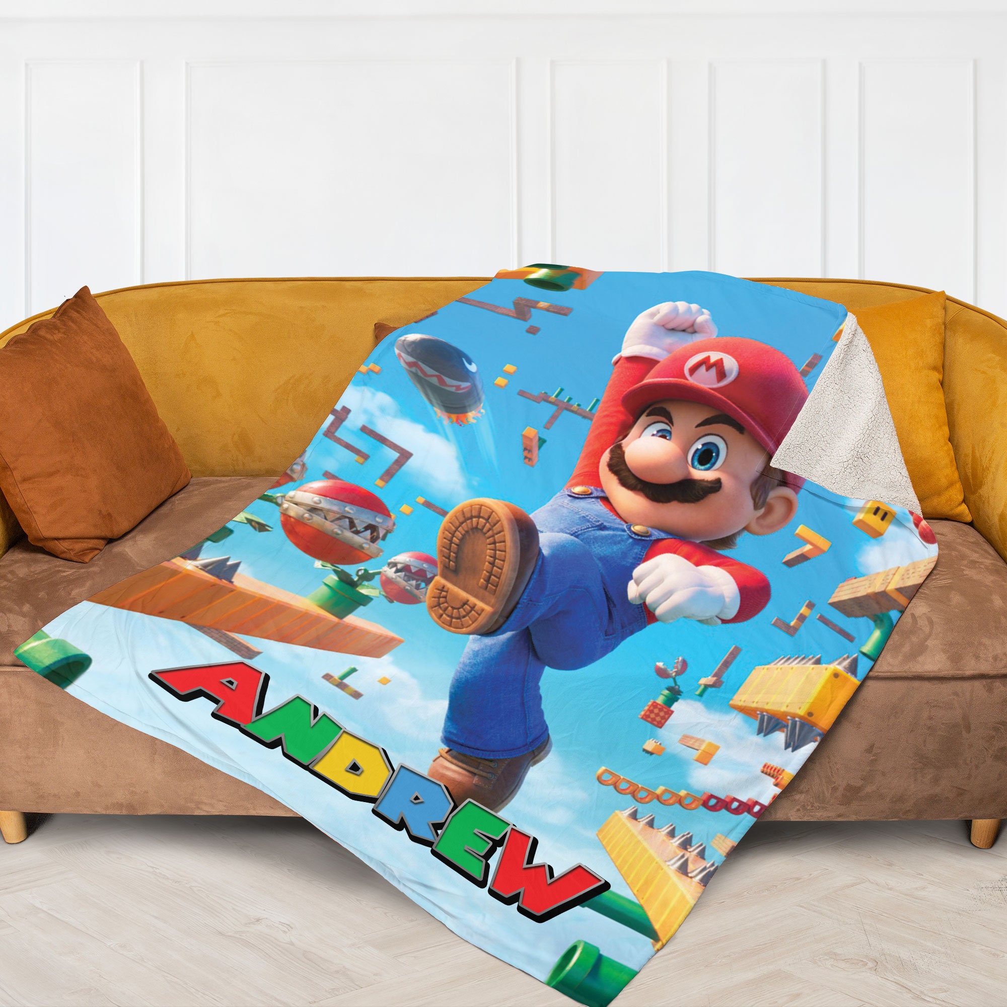Personalized Super Mario Fleece Blanket, Custom Super Mario Gift ...