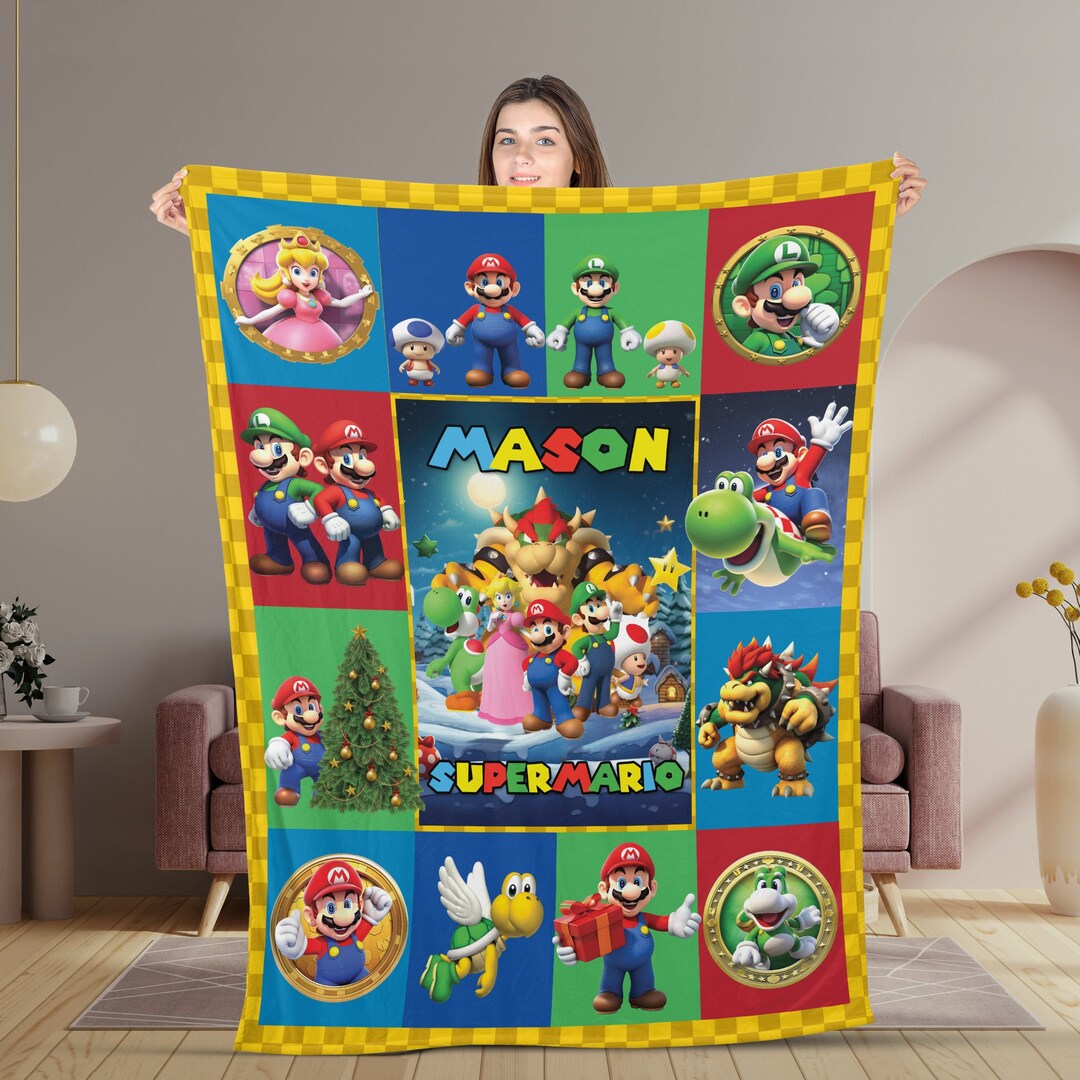Personalized Super Mario Fleece Blanket Super Mario Bros - Etsy