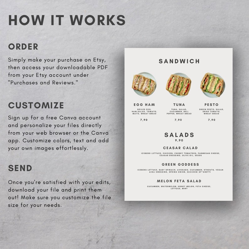 Editable Digital Cafe Menu Template | Canva File | Customizable ...