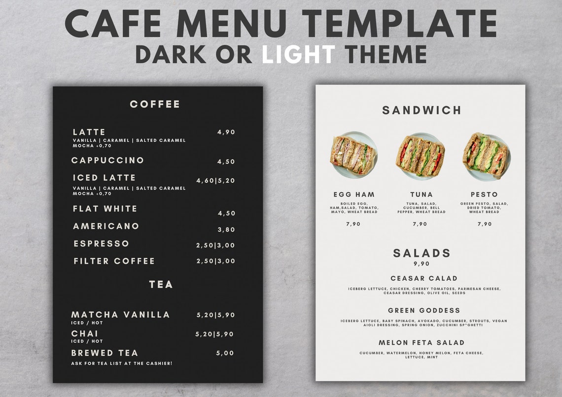 Editable Digital Cafe Menu Template | Canva File | Customizable ...
