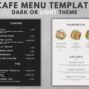 Editable Digital Cafe Menu Template | Canva File | Customizable ...