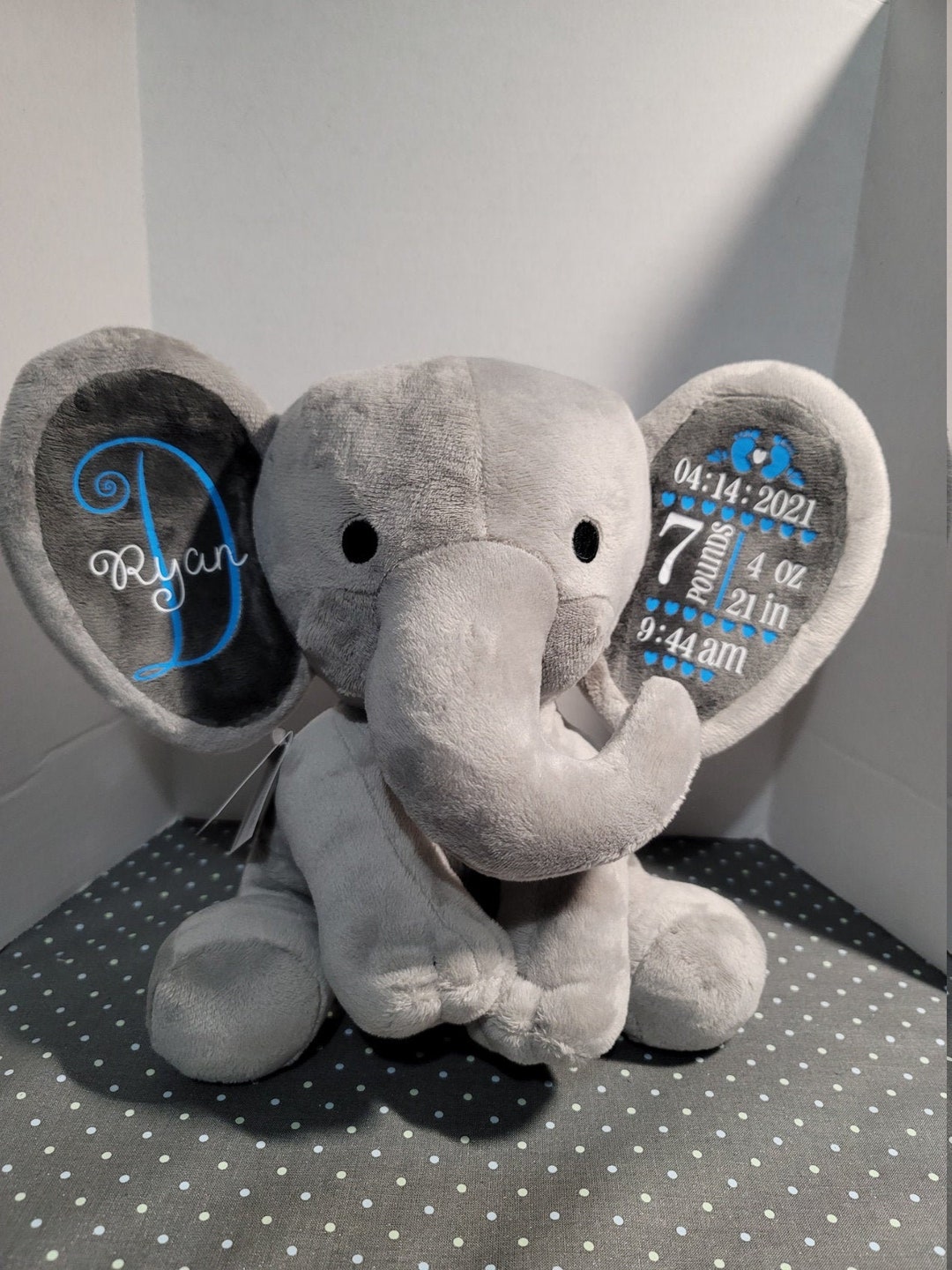 Baby Birth Stats-birth Announcement Elephant-keepsake Elephant-baby ...