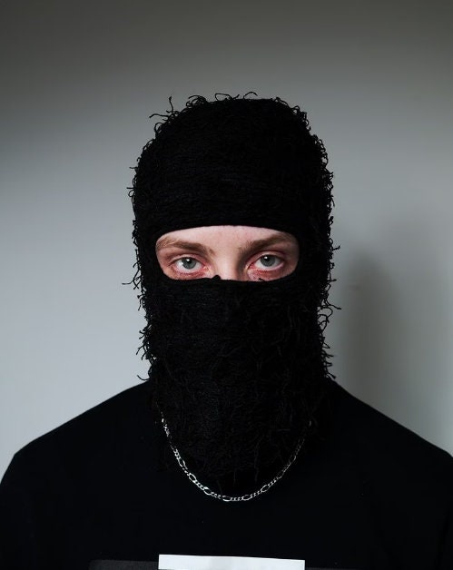 Edgy and Bold Distressed Black Balaclava, the Iconic Shiesty Aesthetic ...