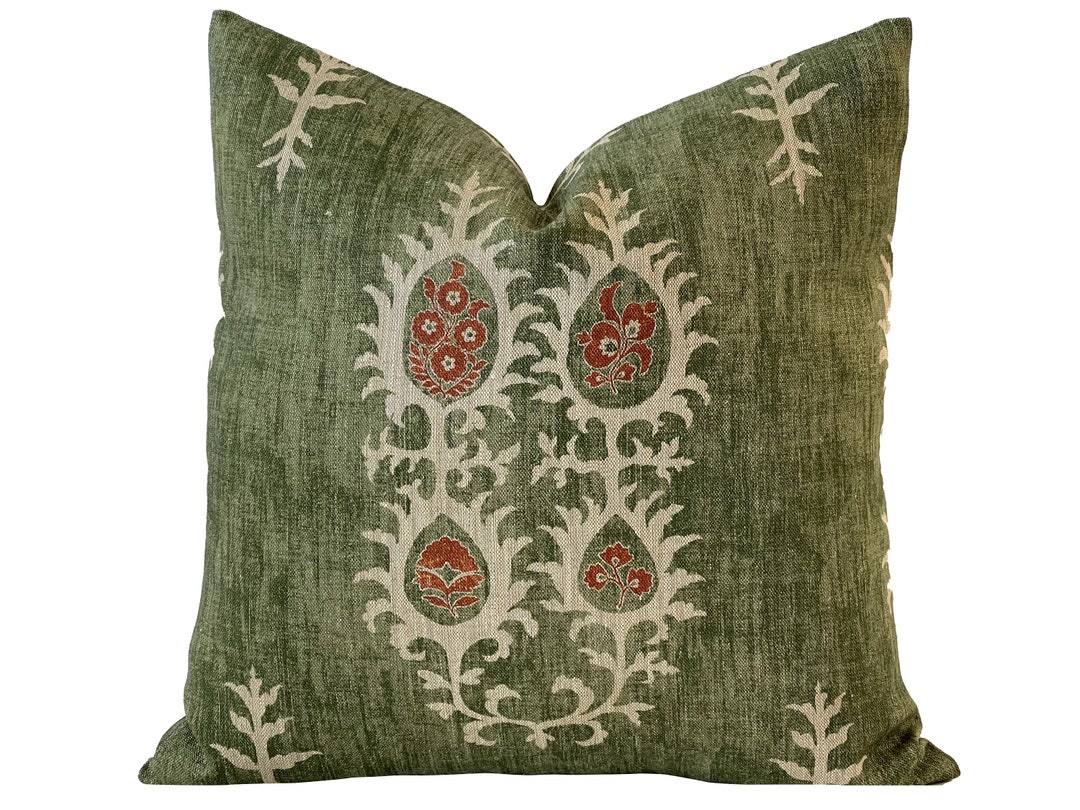 Tribal Flame Pillow Cover in Flame Green, Decorative Pillows, Designer ...