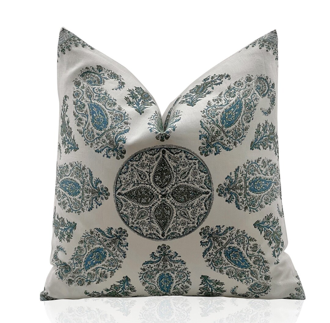 Outdoor Pillows, Peter Dunham Samarkand Pillow Cover in Blue | Green ...