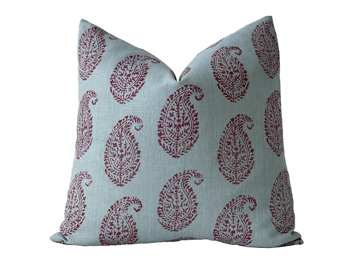 Kashmir Paisley in Red Blue Peter Dunham Pillow Decorative - Etsy