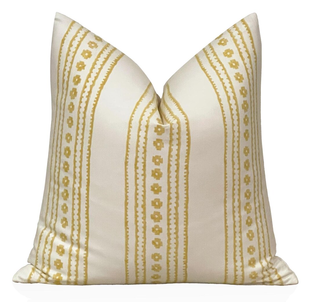 Thibaut New Haven Stripe Pillow Cover in Yellow, Designer Lumbar Pillow ...