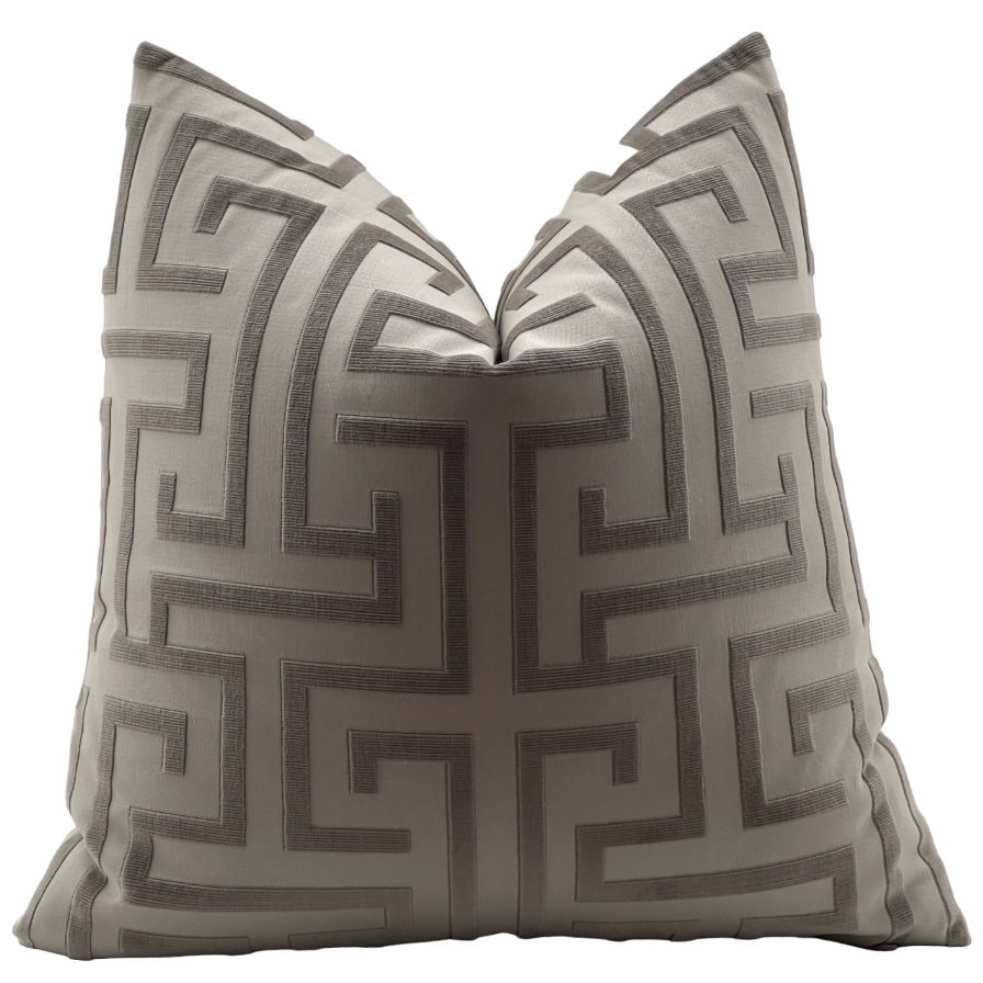 Greek Key Pillow Cover Velvet Pillow Ming Trail Gray - Etsy