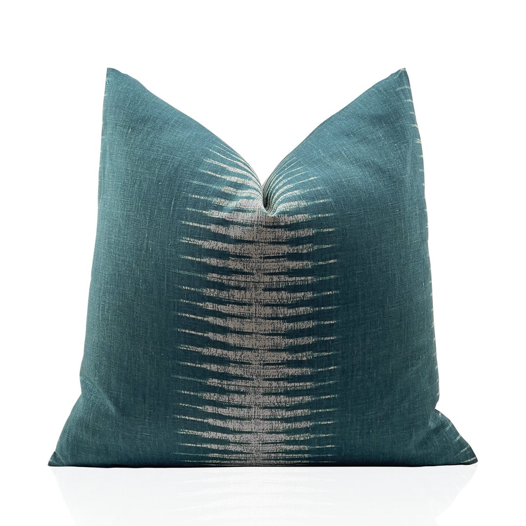 Peter Dunham Ikat Pillow Cover in Peacock Sofa Pillow - Etsy