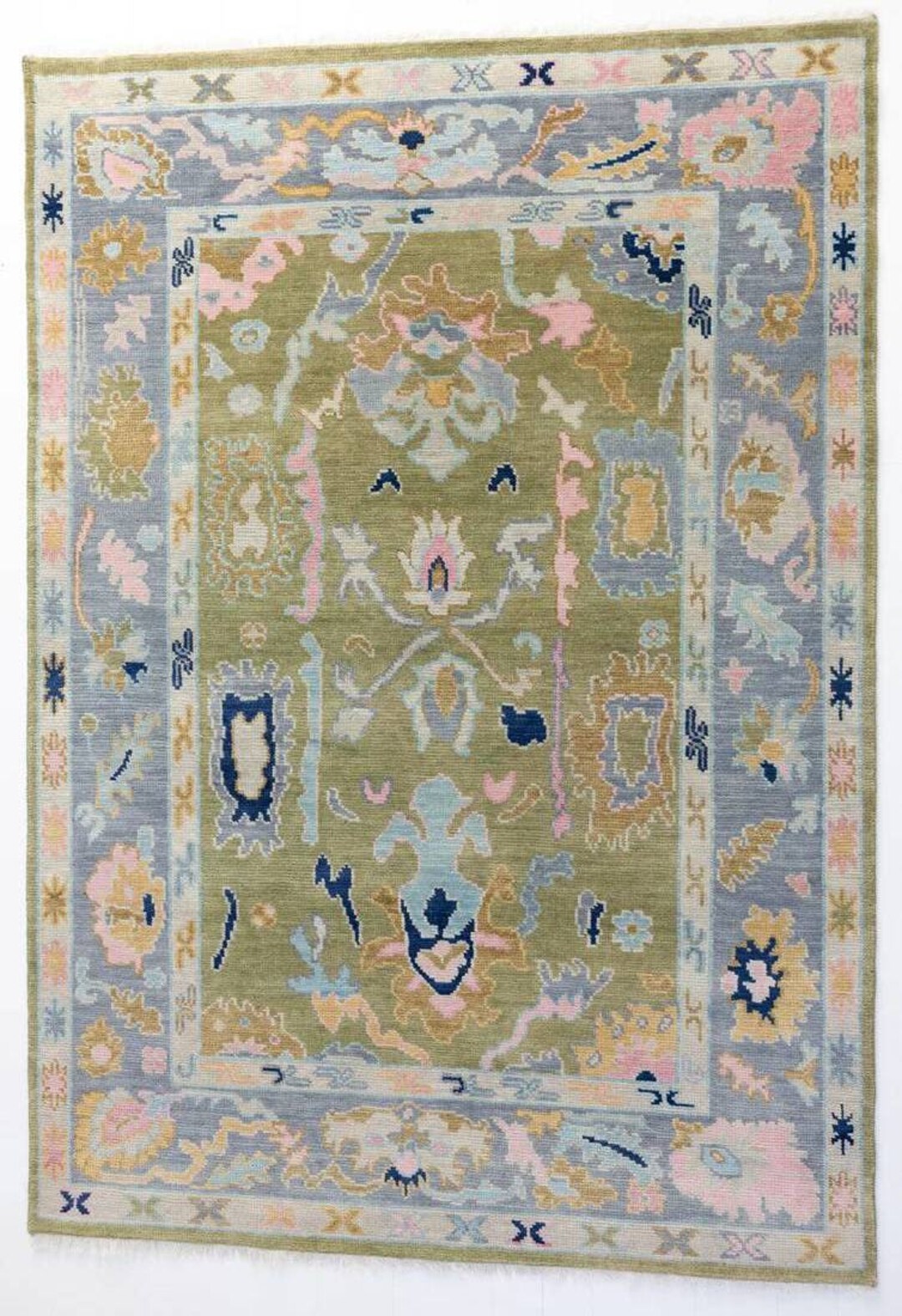 Traditional Pink Blue and Green Modern Oushak Rugs. - Etsy