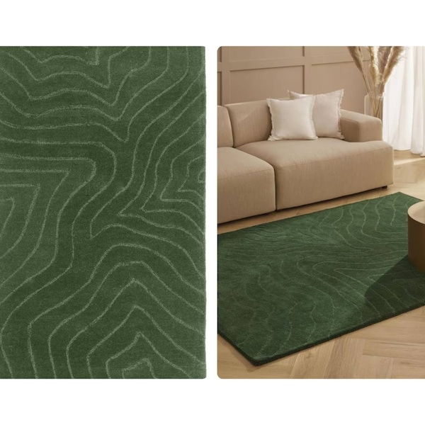 Dark Green Rug - Etsy