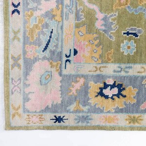 Traditional Pink Blue and Green Modern Oushak Rugs. - Etsy