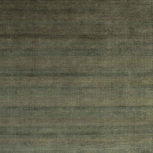 Solid Plain Olive Green Handloom Handwoven 100% Woolen in a Thick Plush Cut-pile Weave in ...