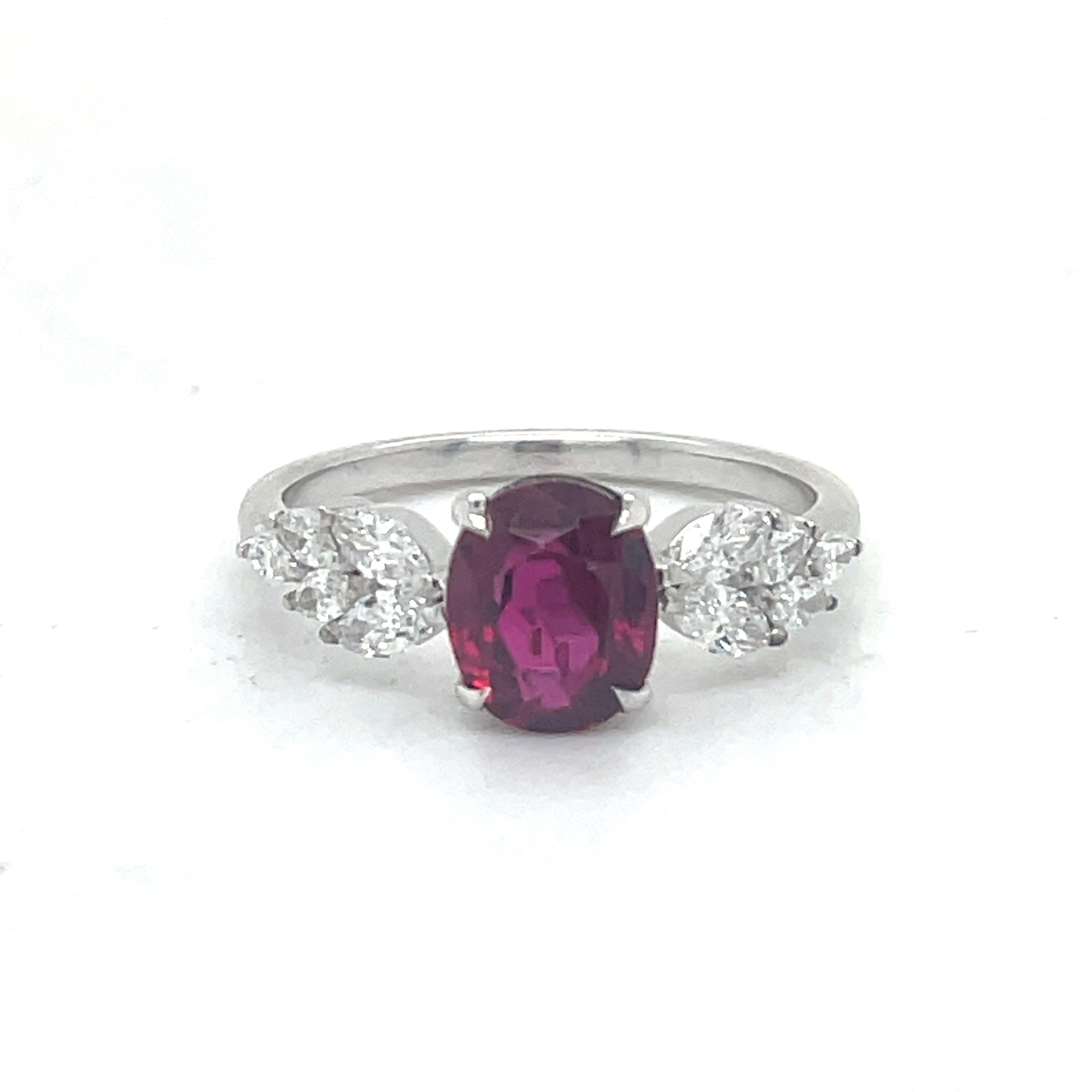 Ruby Engagement Ring - Wing Ruby Ring, 1.78CT Ruby + Marquis Diamonds ...