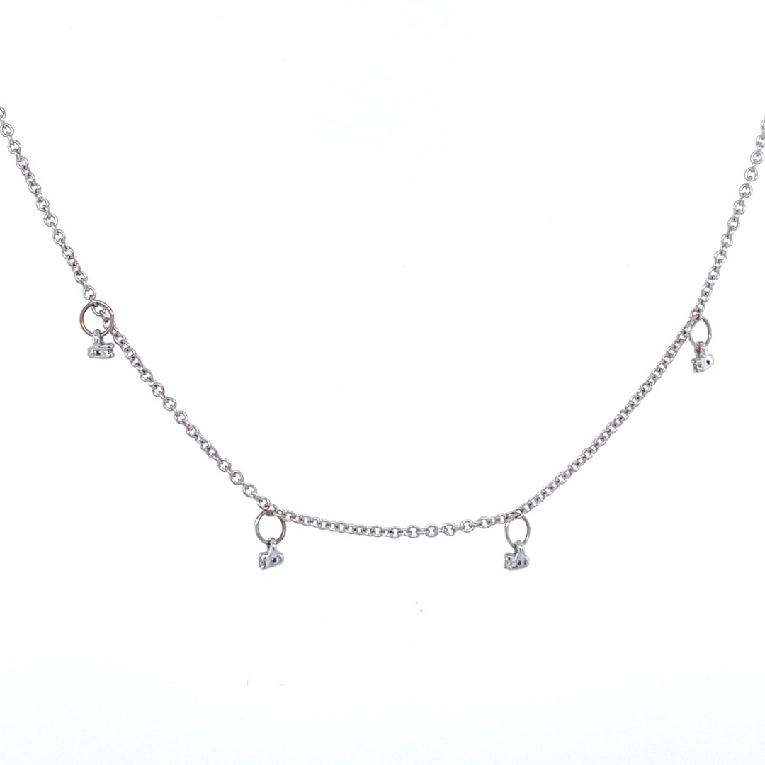 Delicate Thin Gold Chain Diamond Necklace, Minimalist Diamond Necklace ...