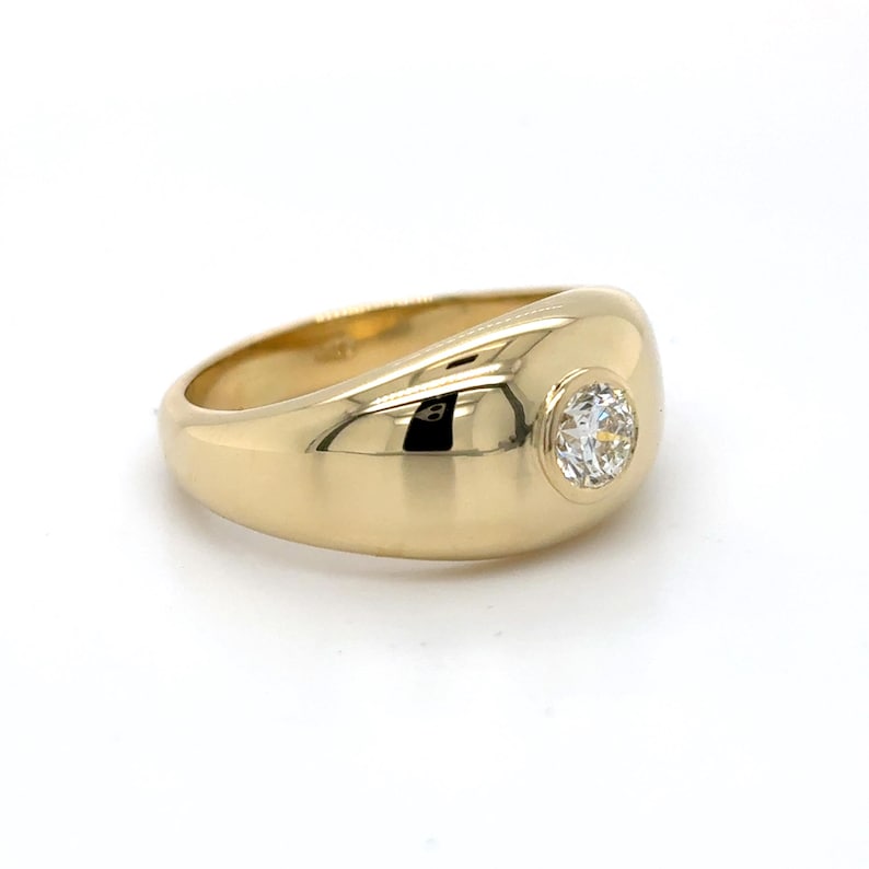 Vintage Style Diamond Gypsy Ring – 14k Yellow Gold, Handmade - Etsy