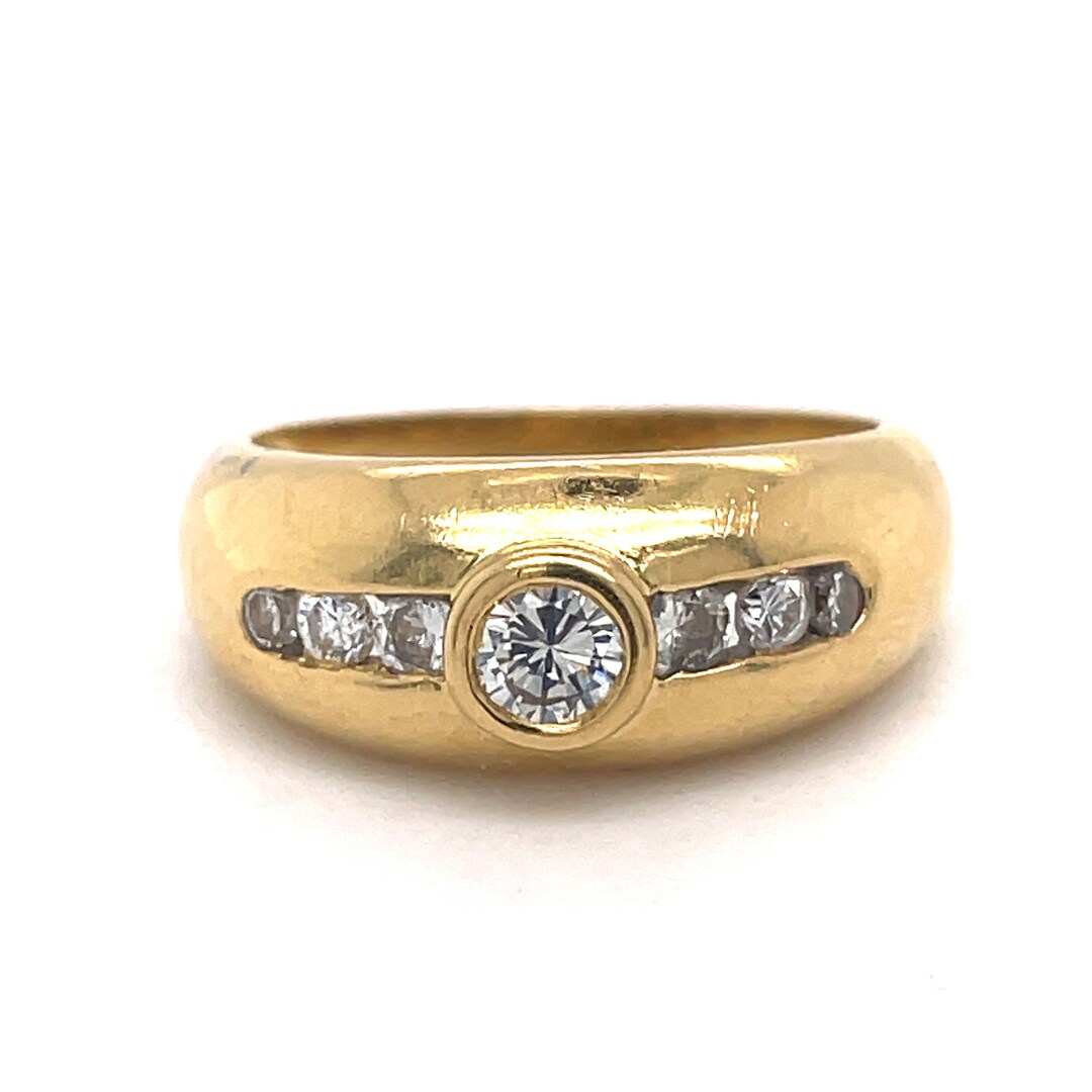 GYPSY RING - Vintage Ring 0.35ct Natural Diamonds, Solid 18k Yellow ...