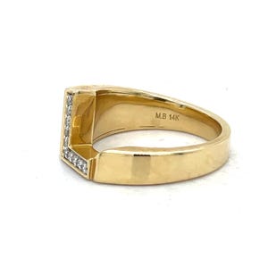 14k Yellow Gold Diamond Initial Ring, Letter L Ring, Gift for Him - Etsy