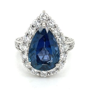 Sapphire Statement Ring, 8.02CT Pear Natural Untreated Sapphire ...