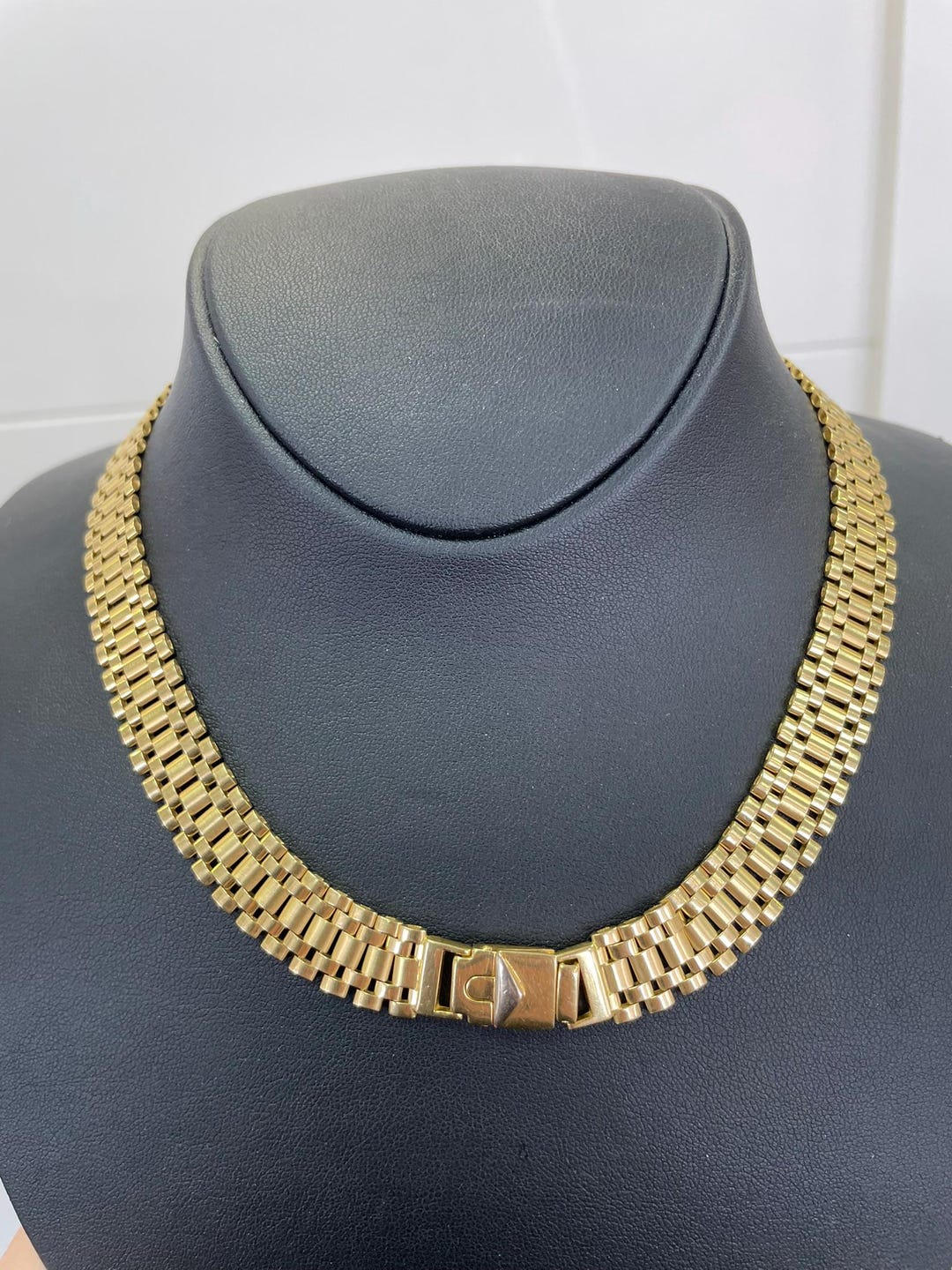 Vintage 18K Yellow Gold Railroad Link Chain Necklace - Heavy Chunky ...