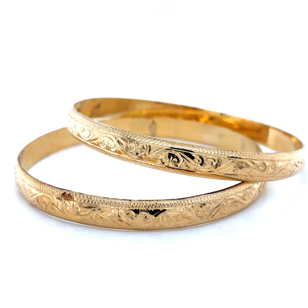 Antique Gold Bracelet, 18K Yellow Gold Bangle Bracelet, Antique Jewelry ...