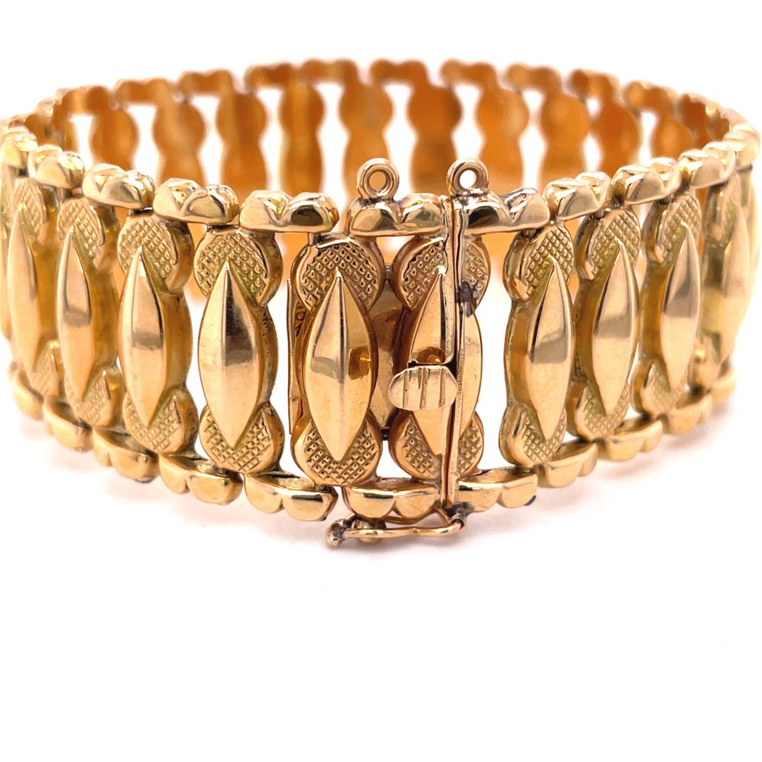 Statement Gold Wide Band Bracelet Gold Bangle Bracelet, Vintage 18K ...