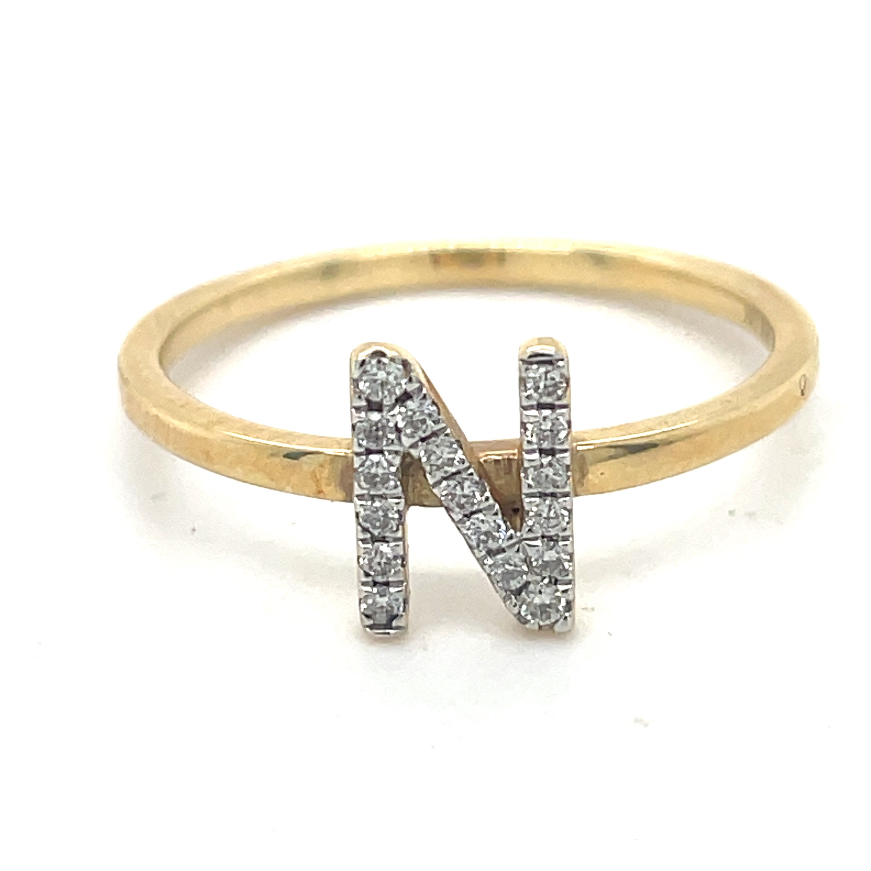 N Letter In Gold Rings