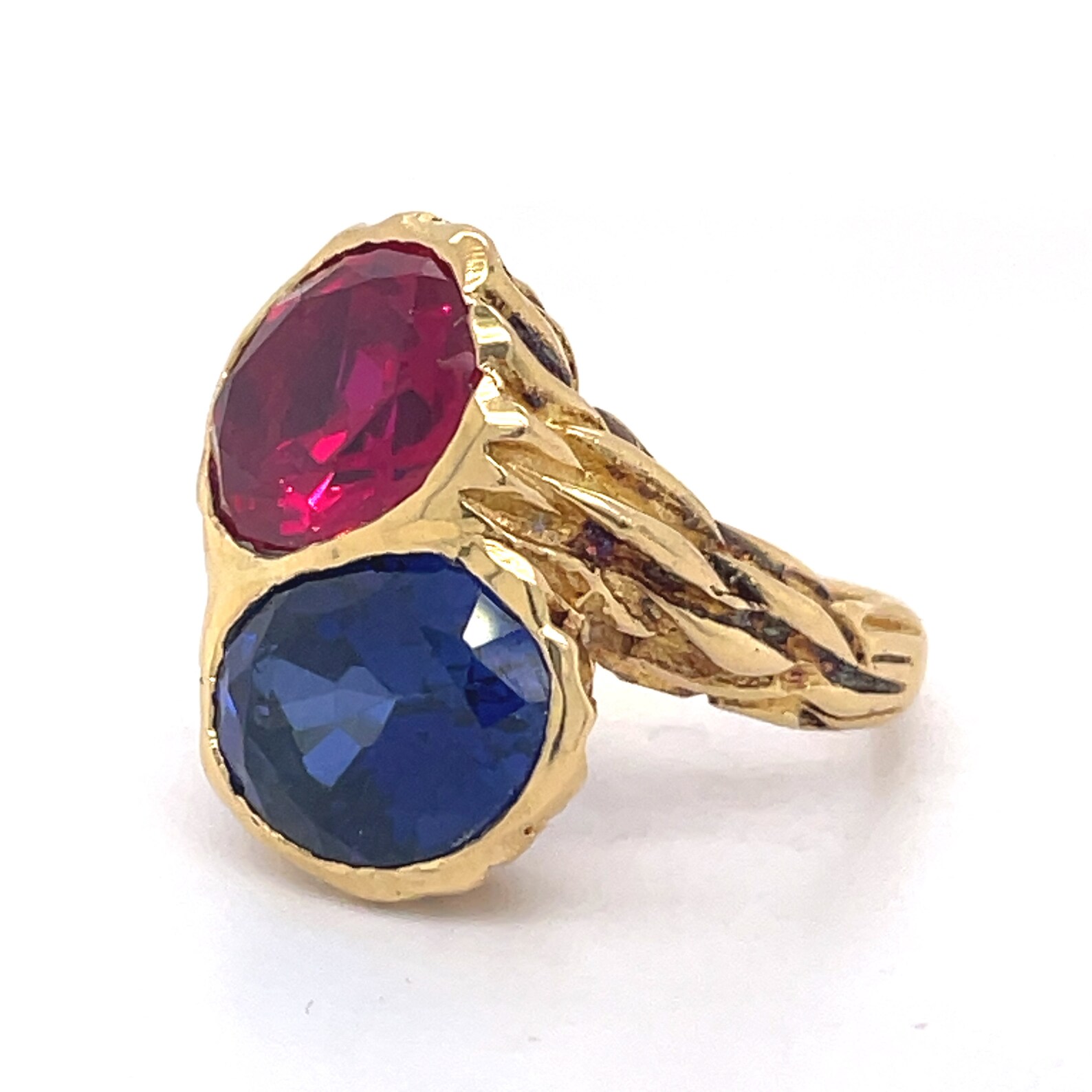 Toi Et Moi Engagement Ring - Synthetic Ruby & Sapphire Toi Et Moi Ring ...