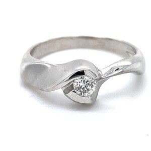 Abstract Ring, Freeform Ring, 0.16CT Natural Diamond, 18k White Gold ...
