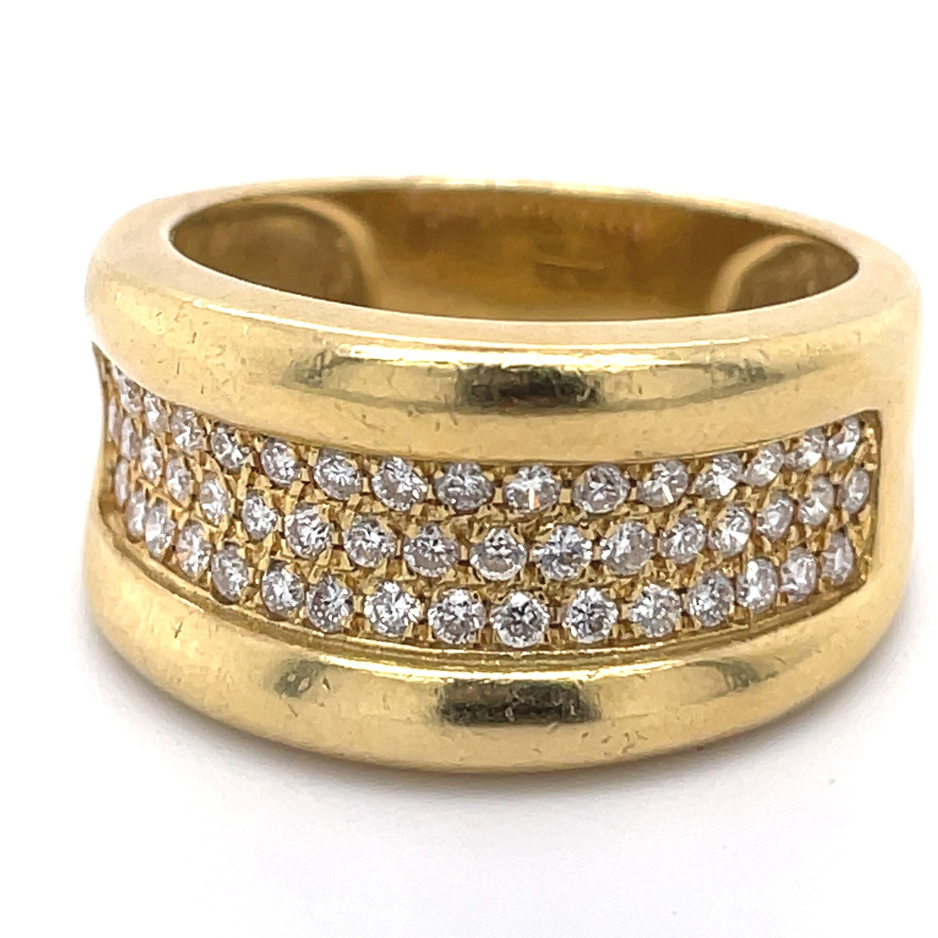 Statement Gold Chunky Ring, 0.5CT Natural Diamonds Ring, 18k Yellow ...