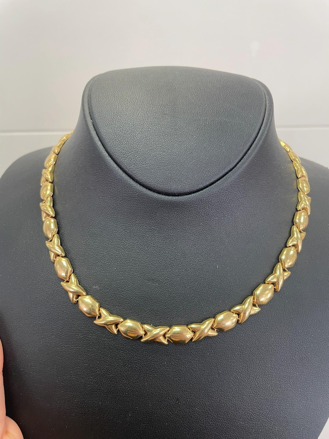 Vintage Gold Chain Necklace- 14K Yellow Gold XOXO Pattern Chain ...