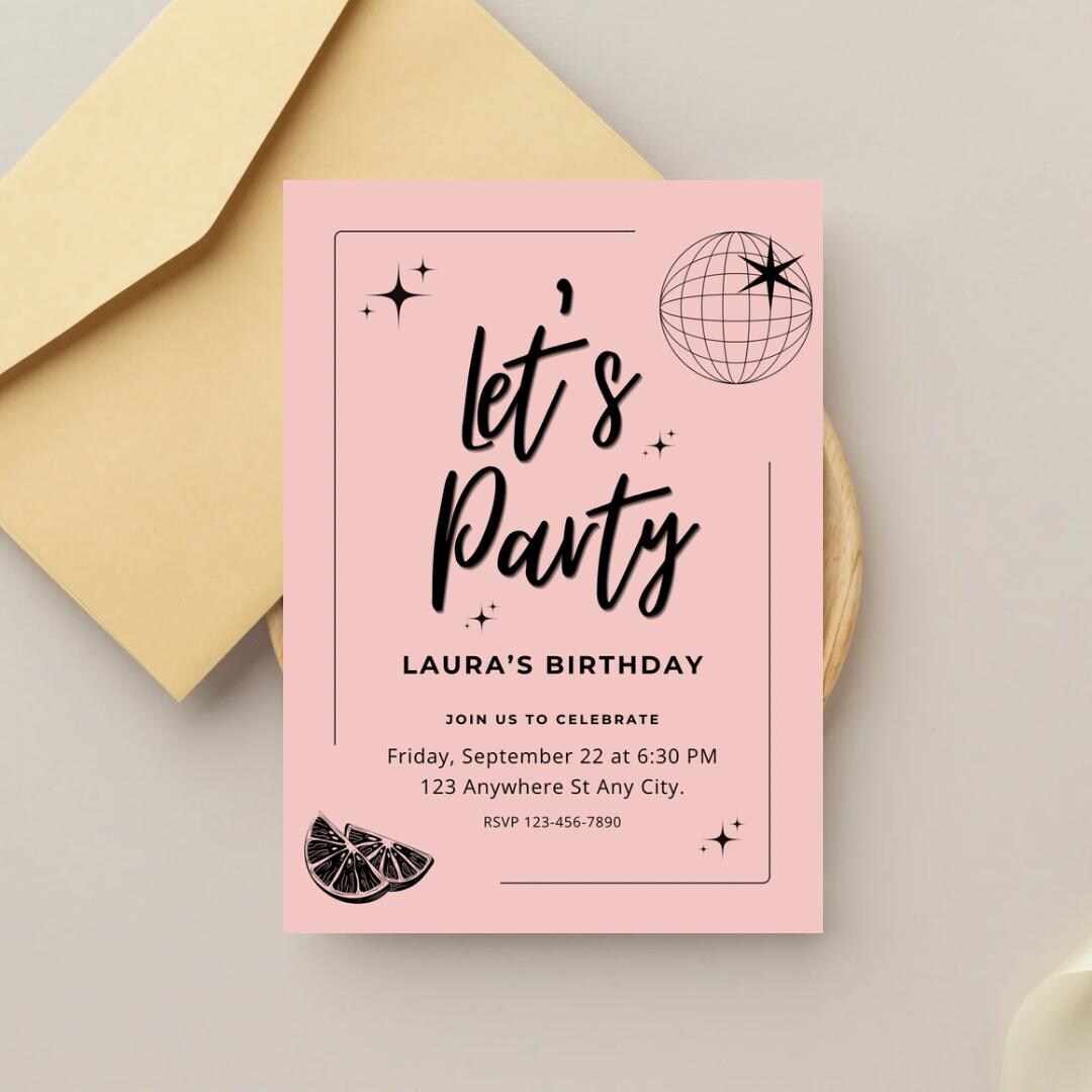 Lets Party Birthday Invitation - Etsy