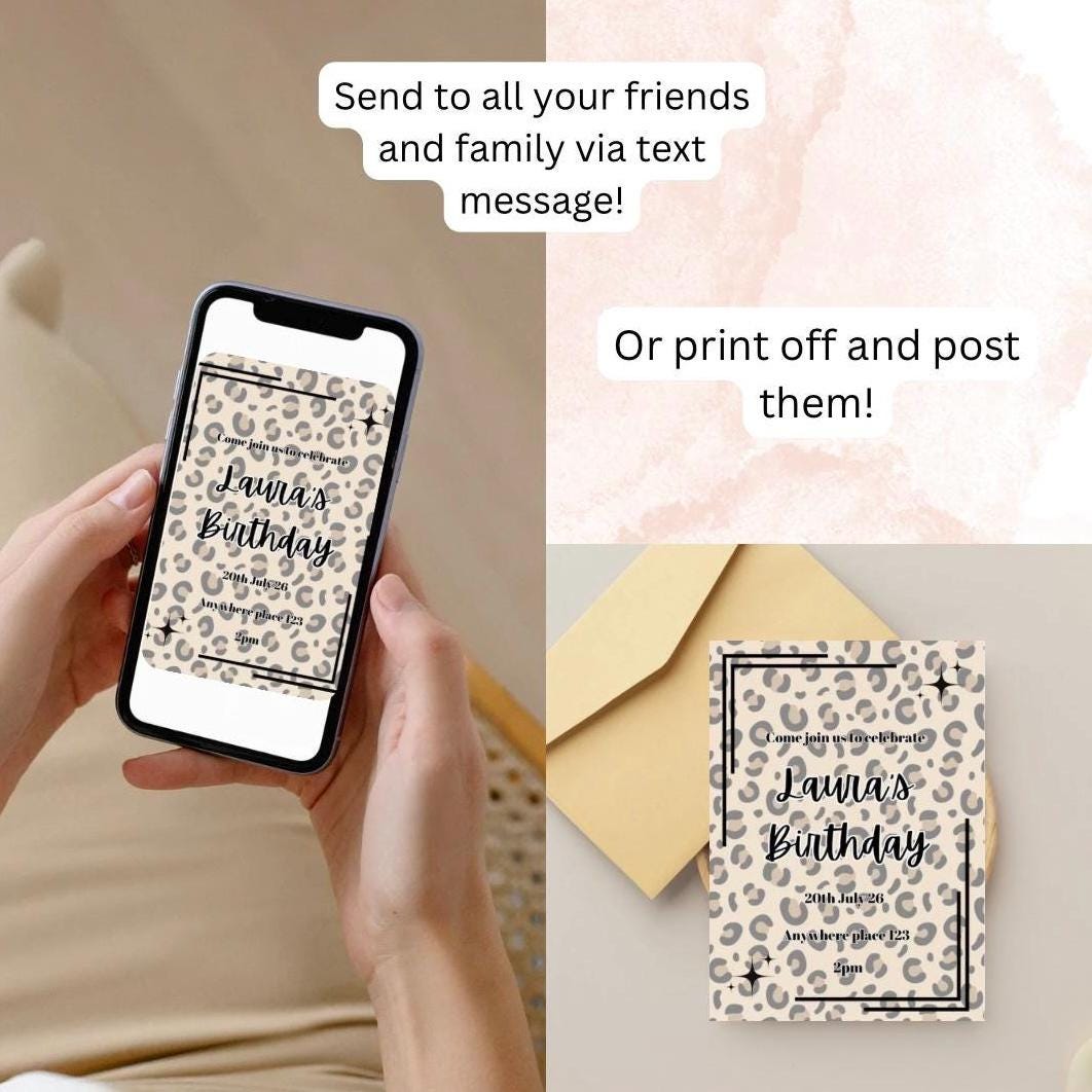 Leopard Print Birthday Invitation - Etsy