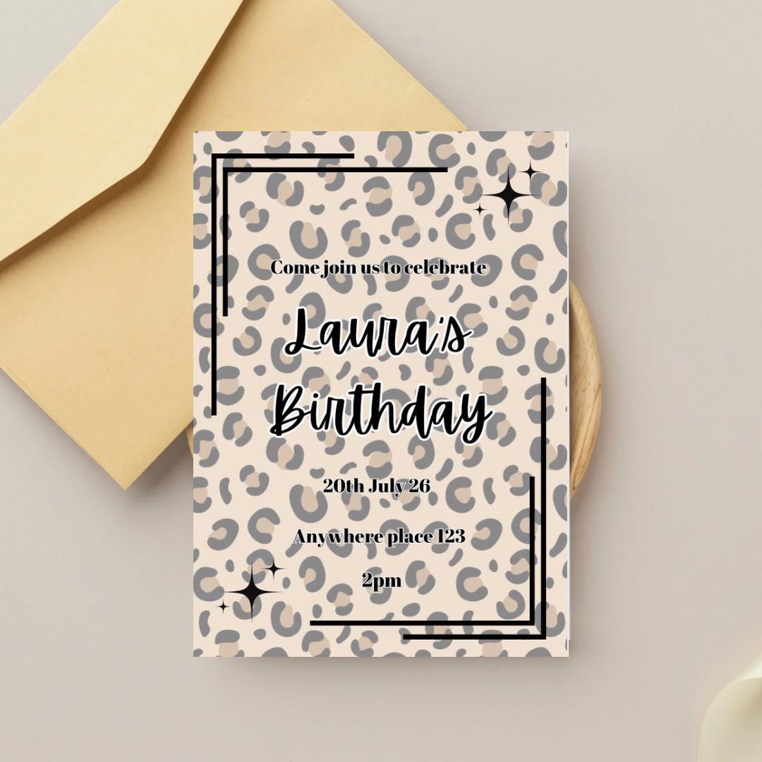 Leopard Print Birthday Invitation - Etsy