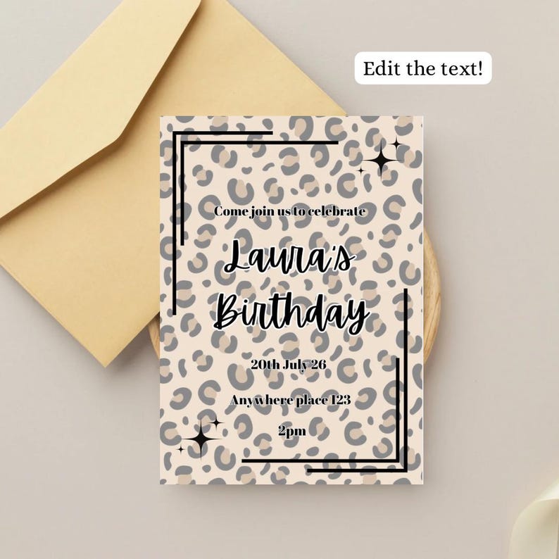 Leopard Print Birthday Invitation - Etsy