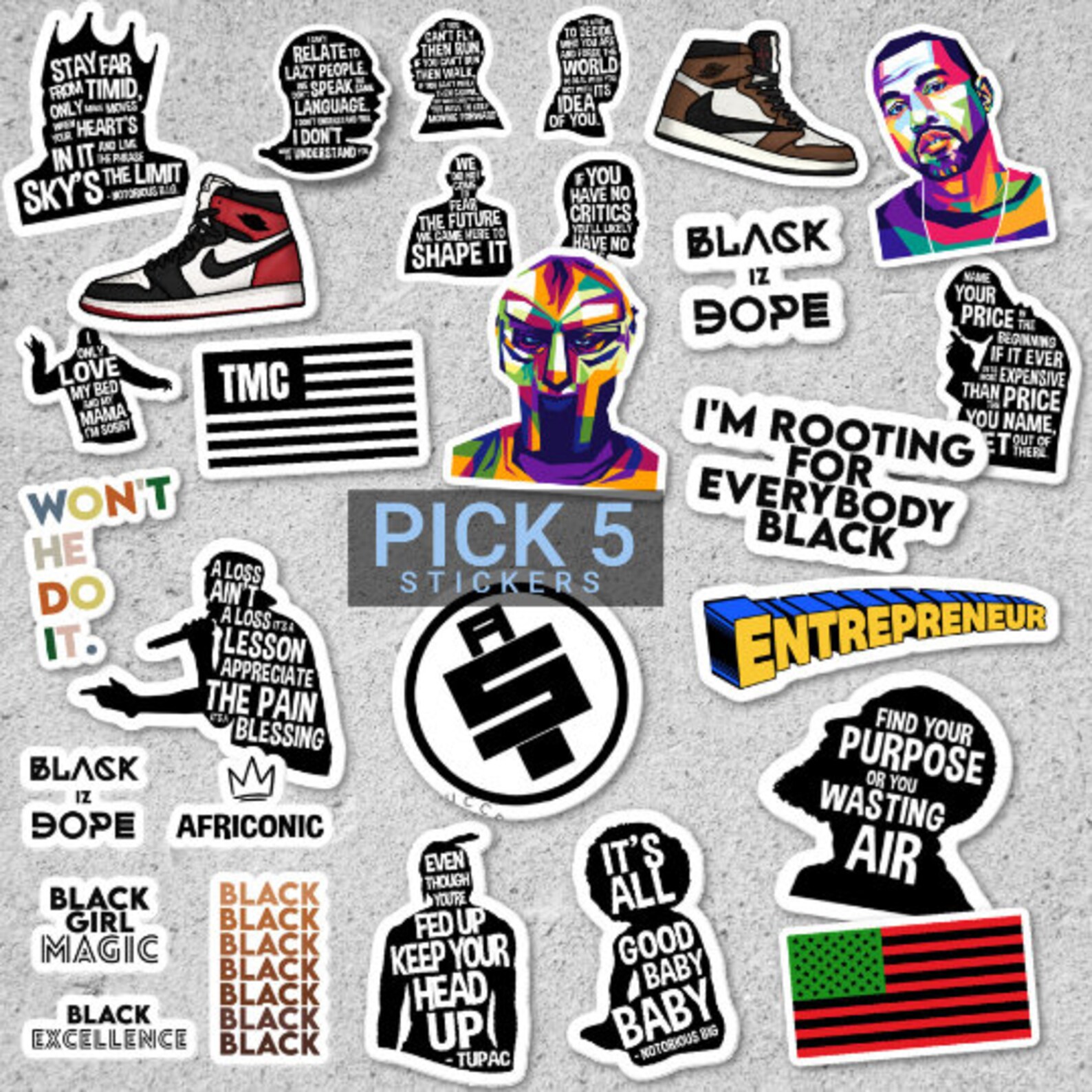 ANY 5 Sticker Pack Deal rap Stickers Funny Stickers Laptop | Etsy