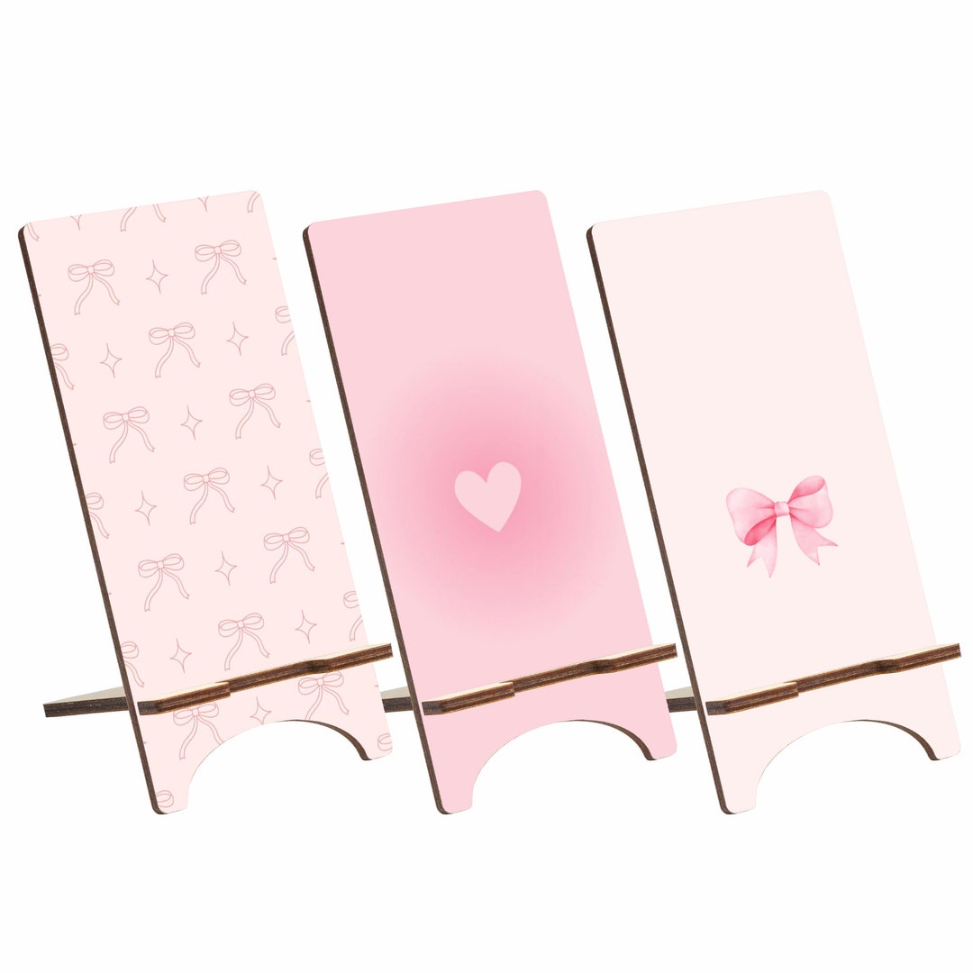 Pink Coquette Wood Phone Stand, Girly Holder, Gift, Docking Station for ...