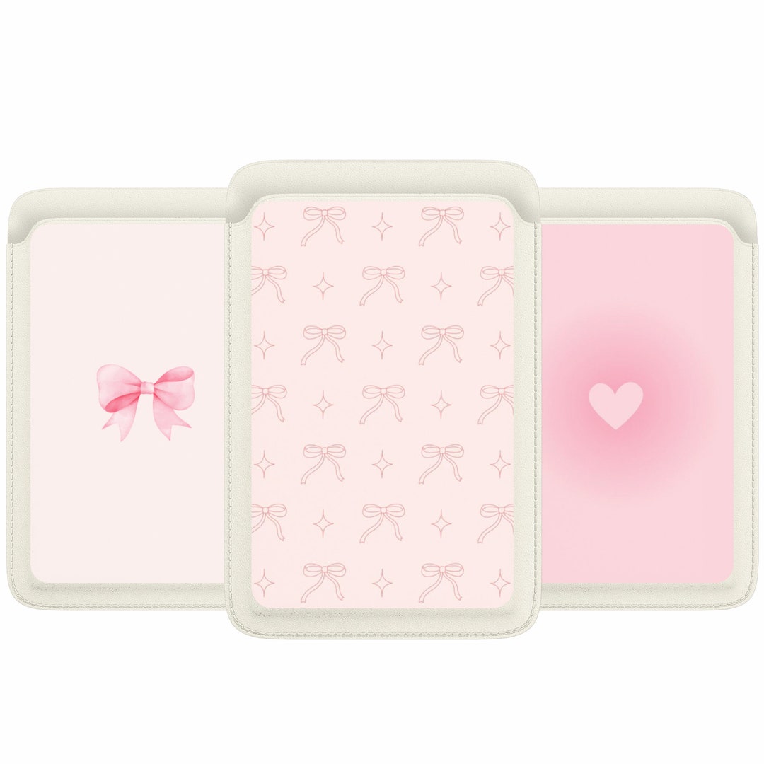 Pink Coquette Magsafe Wallet, Girly Magnetic Leather Card Holder for ...