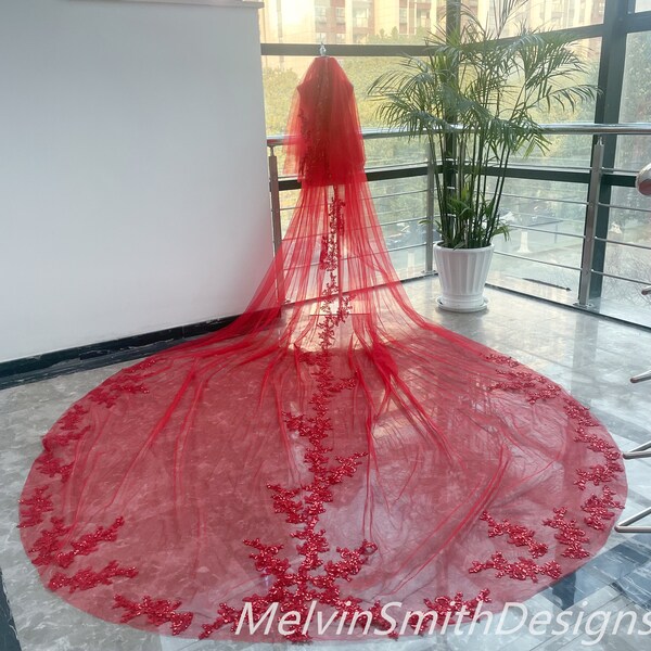 Red Veil - Etsy