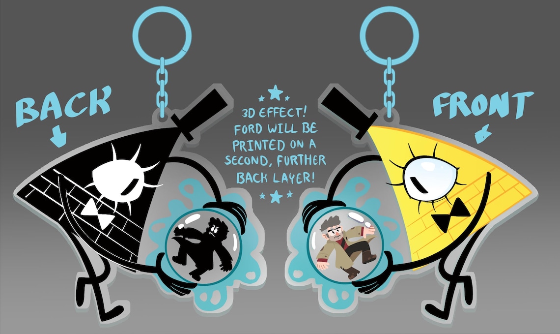 PRE-ORDER Bill Cipher and Ford 3D Keychain - Etsy UK