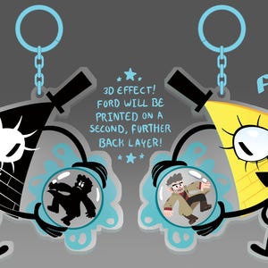 PRE-ORDER Bill Cipher and Ford 3D Keychain - Etsy UK